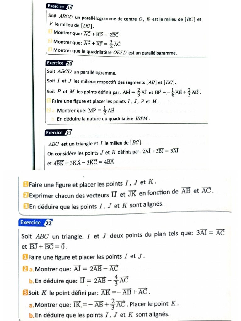 Calcul Vectoriel Exercices | PDF