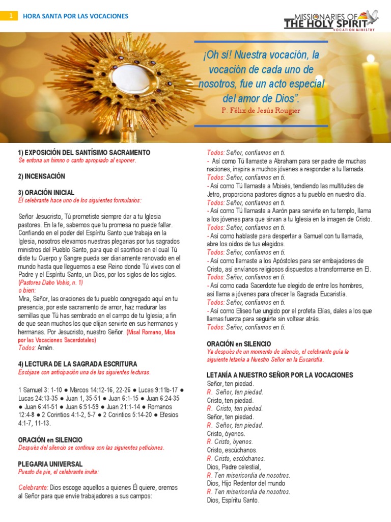 Hora Santa por Vocaciones | PDF | eucaristía | Cristo (título)