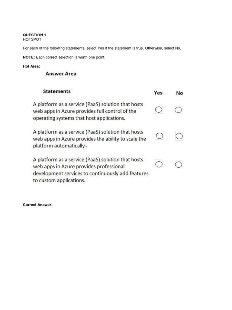 Hotspot For Each of The Following Statements, Select Yes If The Statement Is True. Otherwise ...