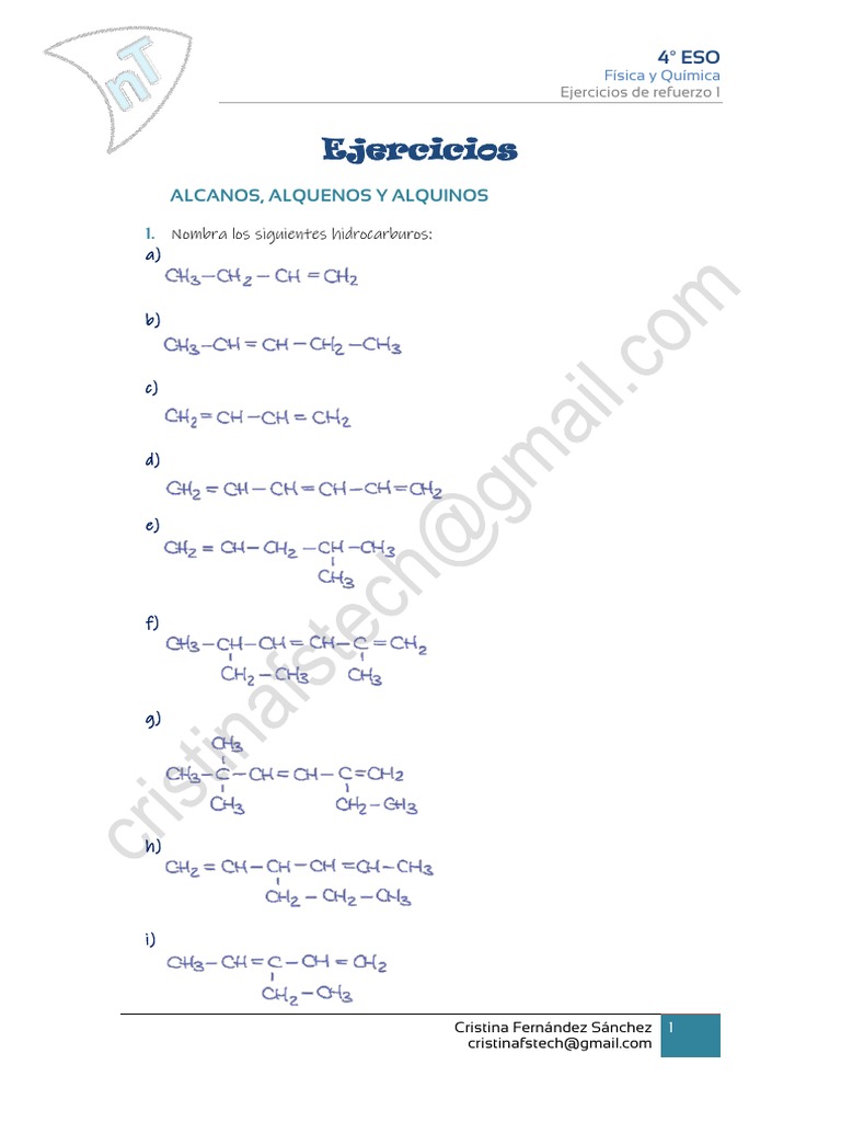 Nombrado y formulado hidrocarburos: Ejercicios de clasificación y nomenclatura de alcanos ...