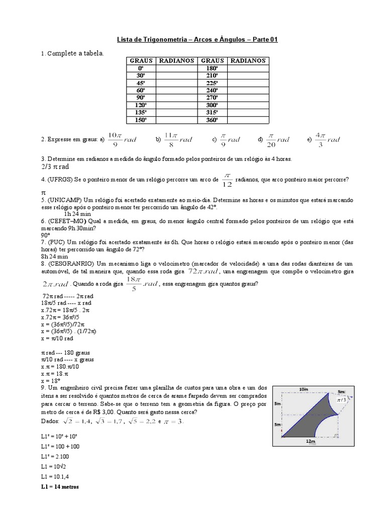 Ciclo - Trigonometrico - Resol | PDF | Pi | Curva