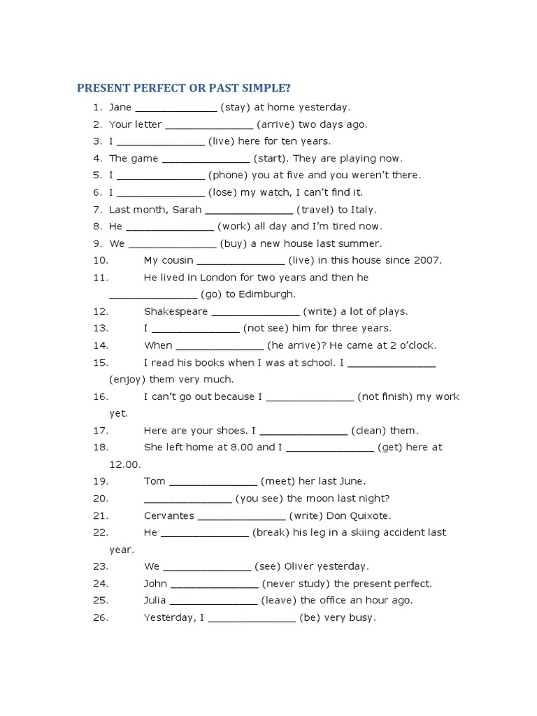Present Perfect - Past Simple | PDF