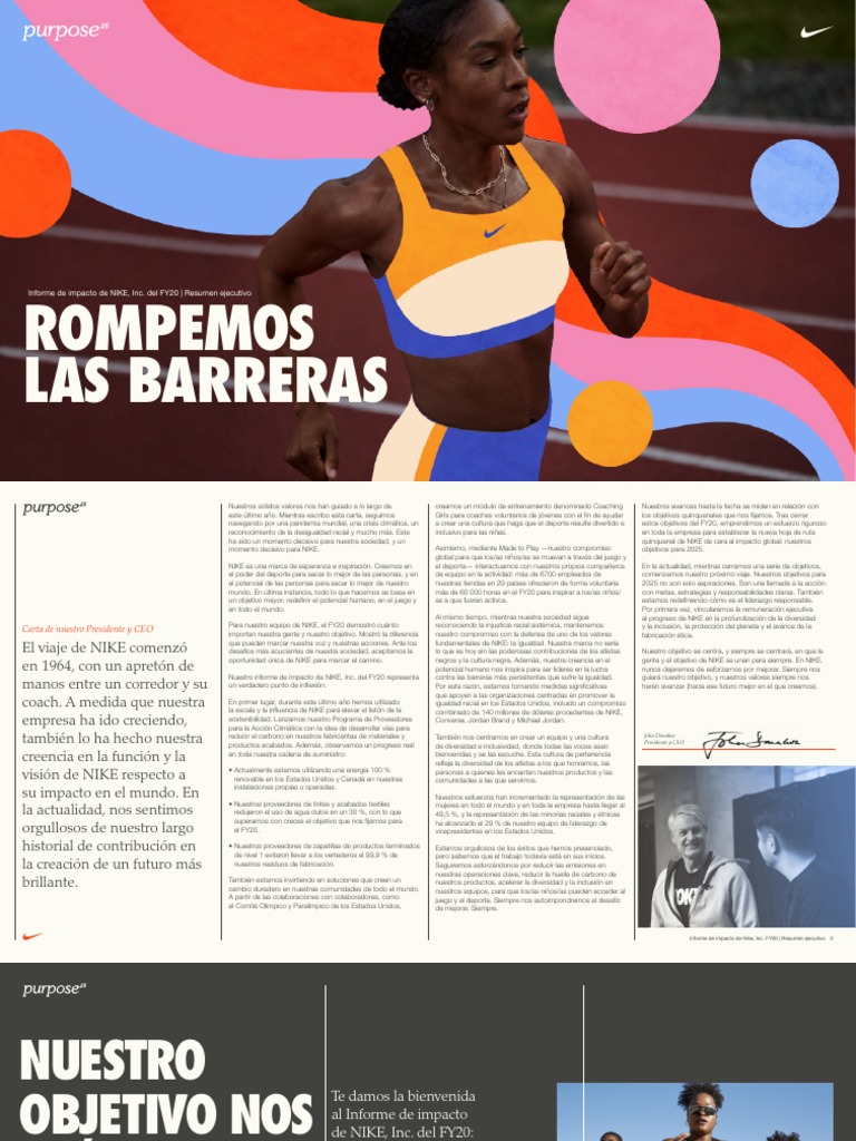 FY20 NIKE Inc Impact Report Executive Summary SP | PDF | Residuos | Nike