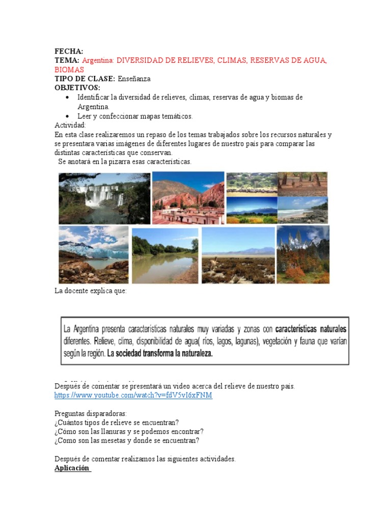 Actividades sobre el relieve de Argentina | PDF