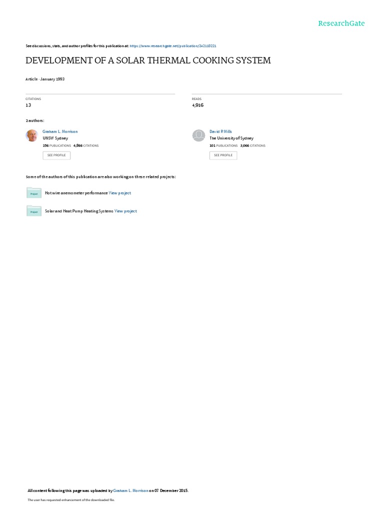 Development of A Solar Thermal Cooking System | PDF | Heat Transfer ...