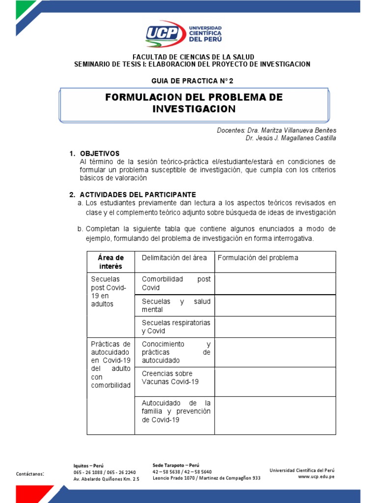 g2. Formulacion Problema de Investigacion | PDF | Teoría | Enfermería