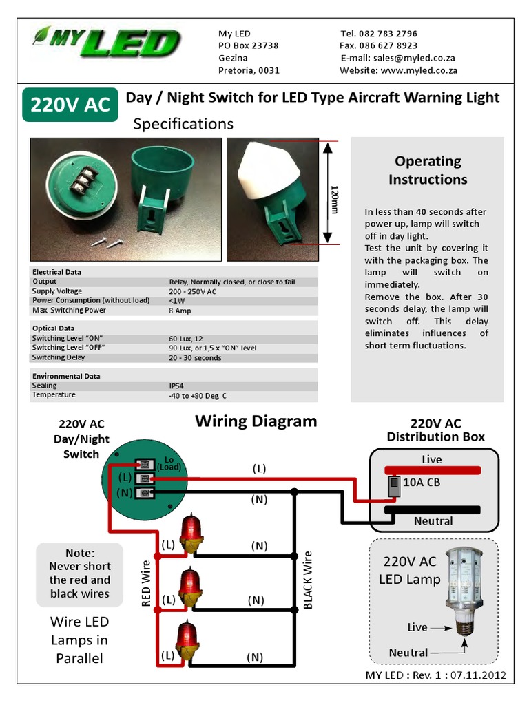 Day/Night Switch Wiring Diagram | PDF | Alternating Current | Switch