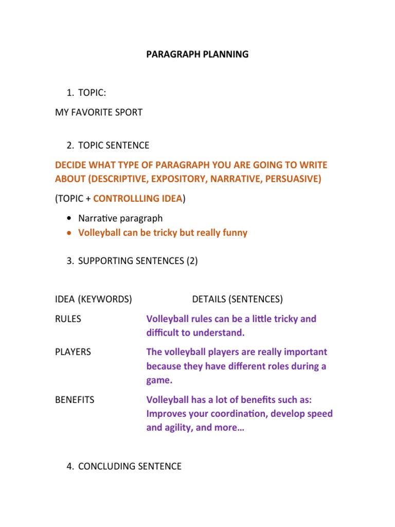 Paragraph Planning Exercise | PDF