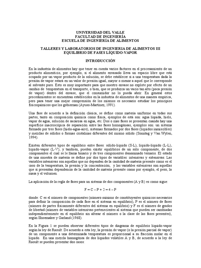Laboratorio Equilibrio Liquido - Vapor - 2022 - II | PDF | Fase ...