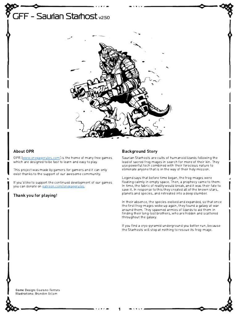 GFF - Saurian Starhost v2.50 | PDF | Sniper | Military Science
