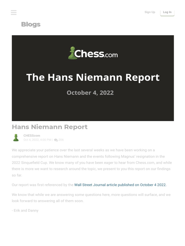 Hans Niemann Report | PDF | Chess | Sports
