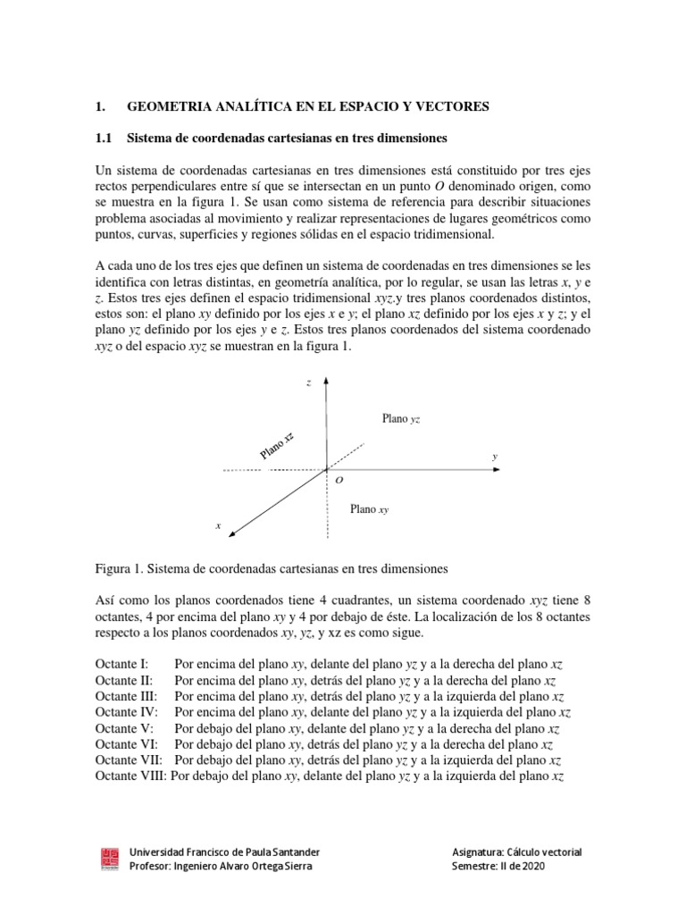 Geometria Analítica en El Espacio y Vectores | Descargar gratis PDF | Sistema de coordenadas ...