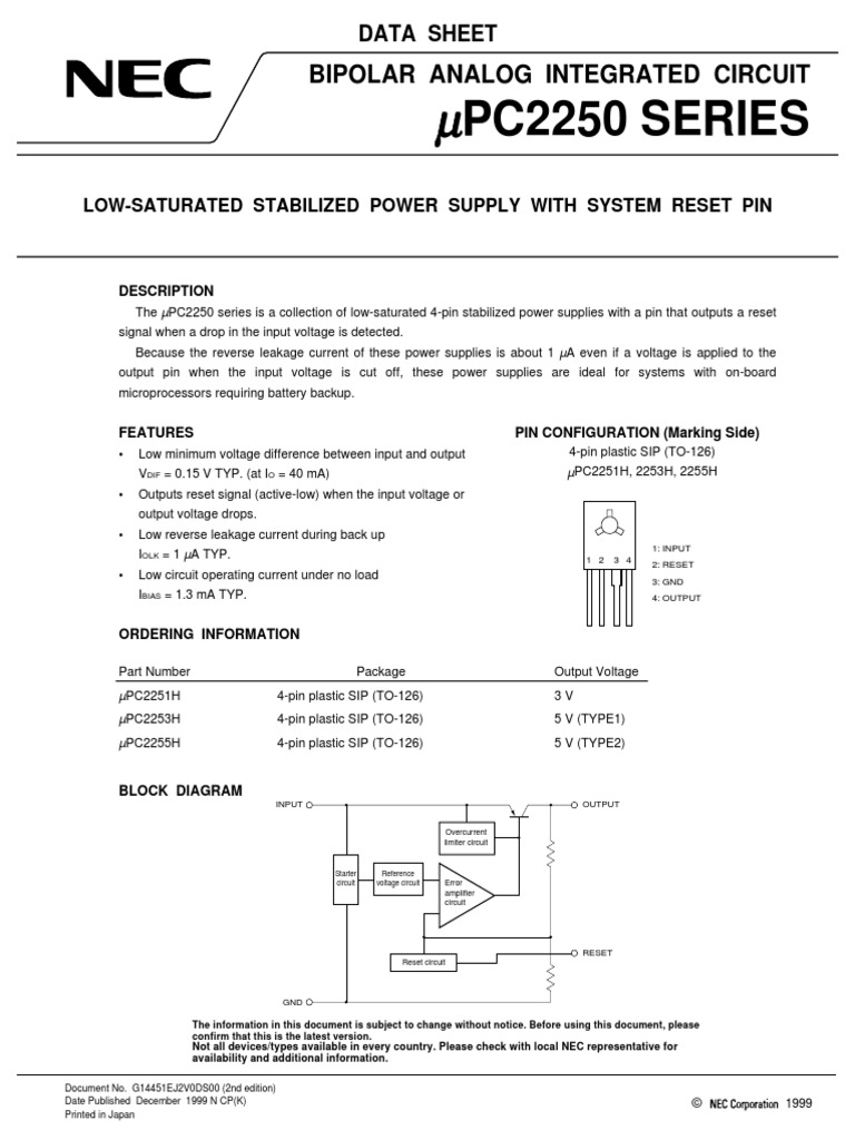 Pc2250 Series: Bipolar Analog Integrated Circuit | PDF | Capacitor ...