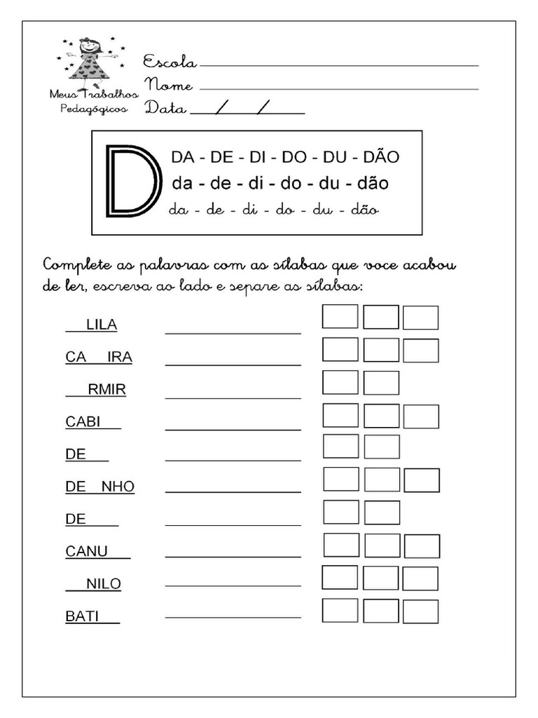 Atividade Da de Di Do Du | PDF