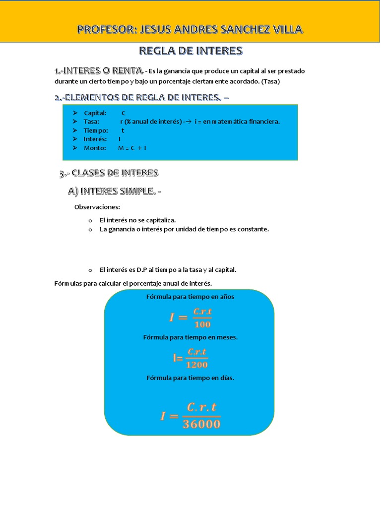Regla de Interes Simple y Compuesto. | PDF | Interés | Economias