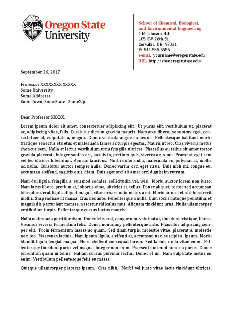 Oregon State University Letterhead Template | PDF