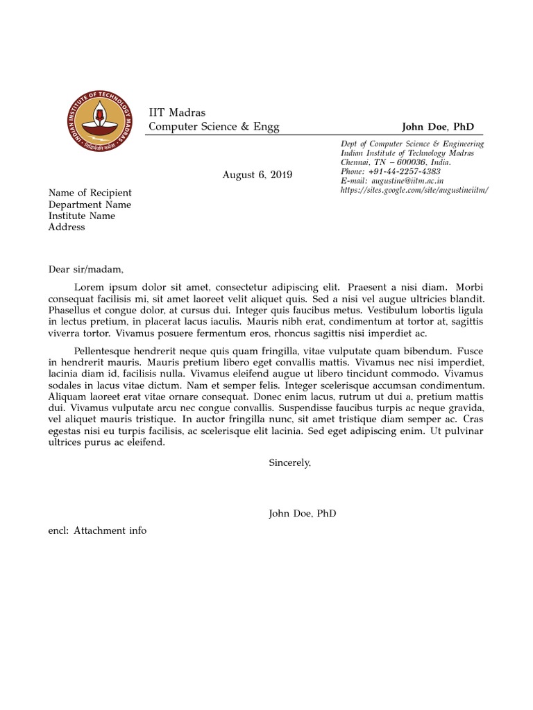 Iit Madras Letterhead Template | PDF | Business | Computers