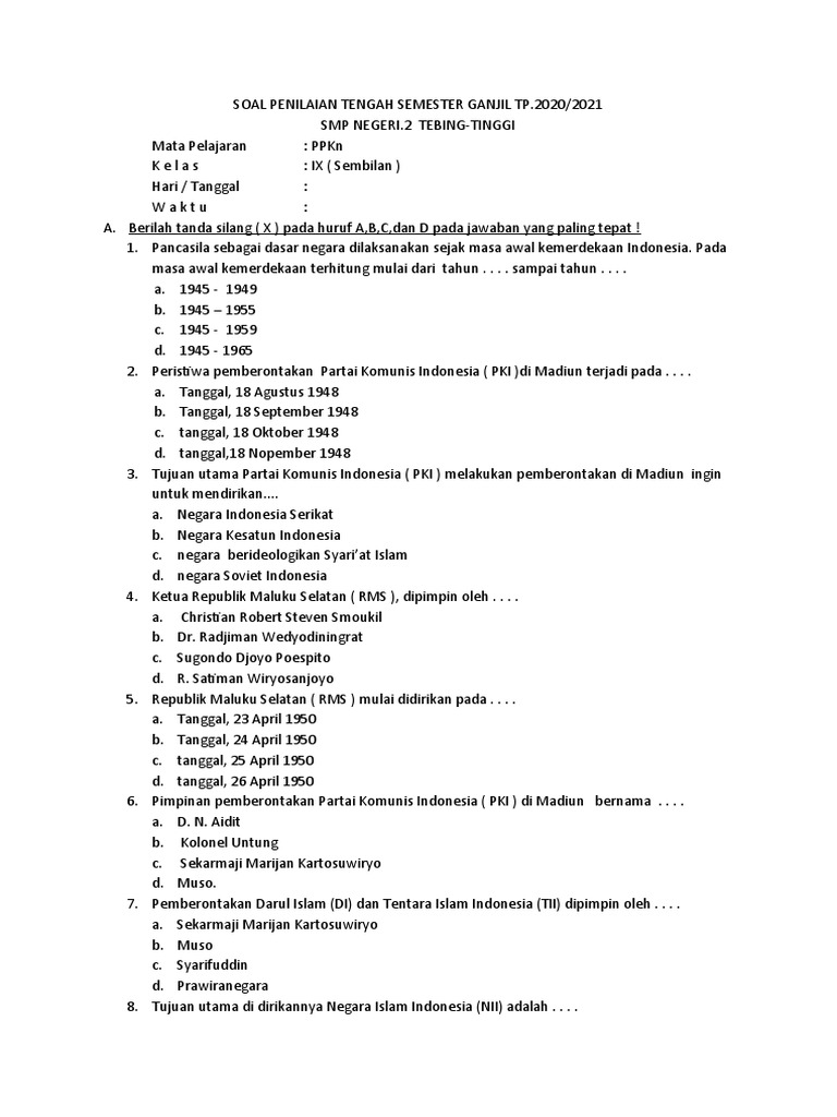 PTS Semester Ganjil PPKN | PDF | Politik