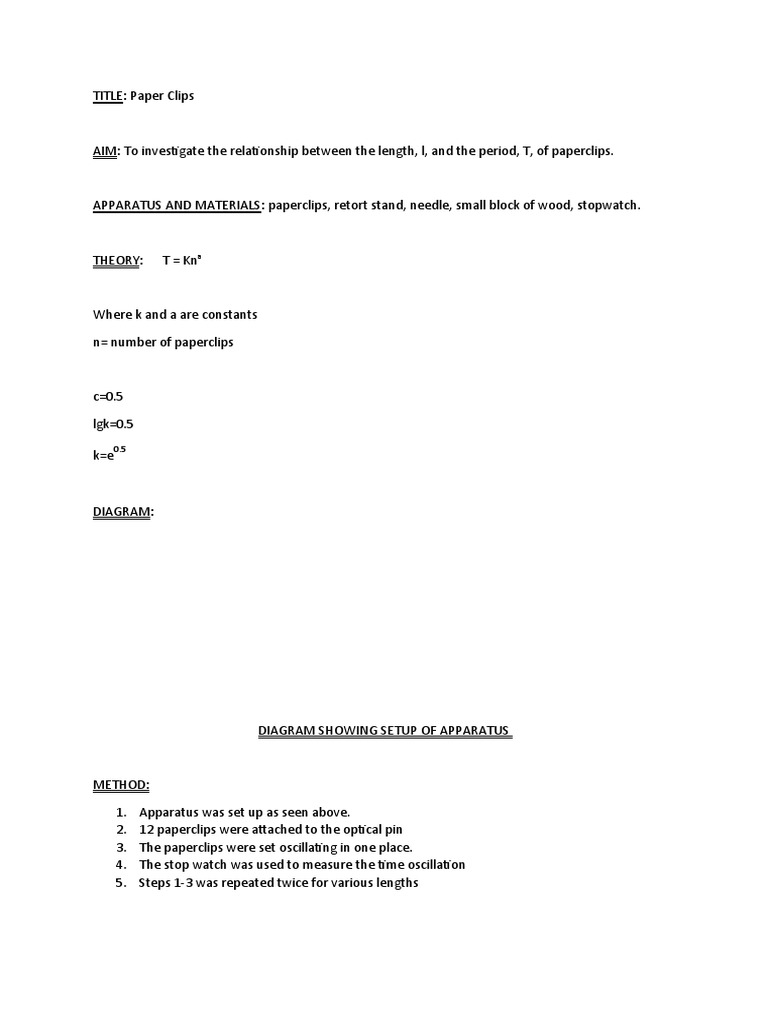 Relationship Between Paperclip Length and Period | PDF | Frequency ...