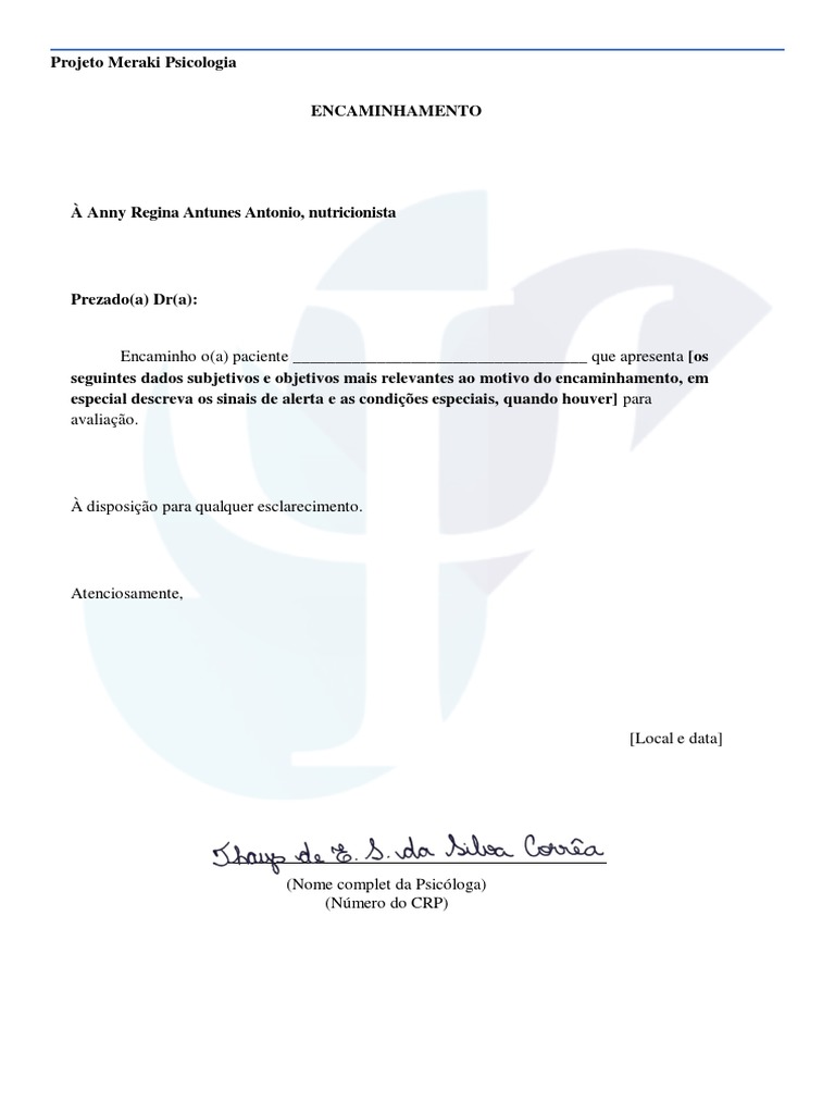 Encaminhamento Nutricionista | PDF Encaminhamento Nutricionista | PDF