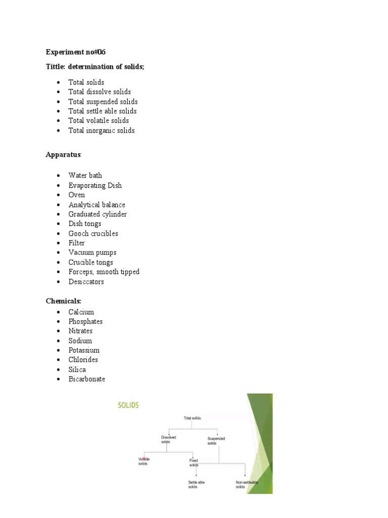 Total Solids Analysis in Water Samples | PDF