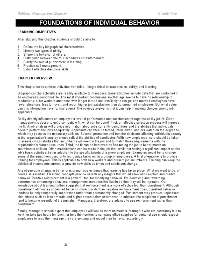 OB-Ch2-Foundations of Individual Behavior | PDF | Reinforcement | Classical Conditioning