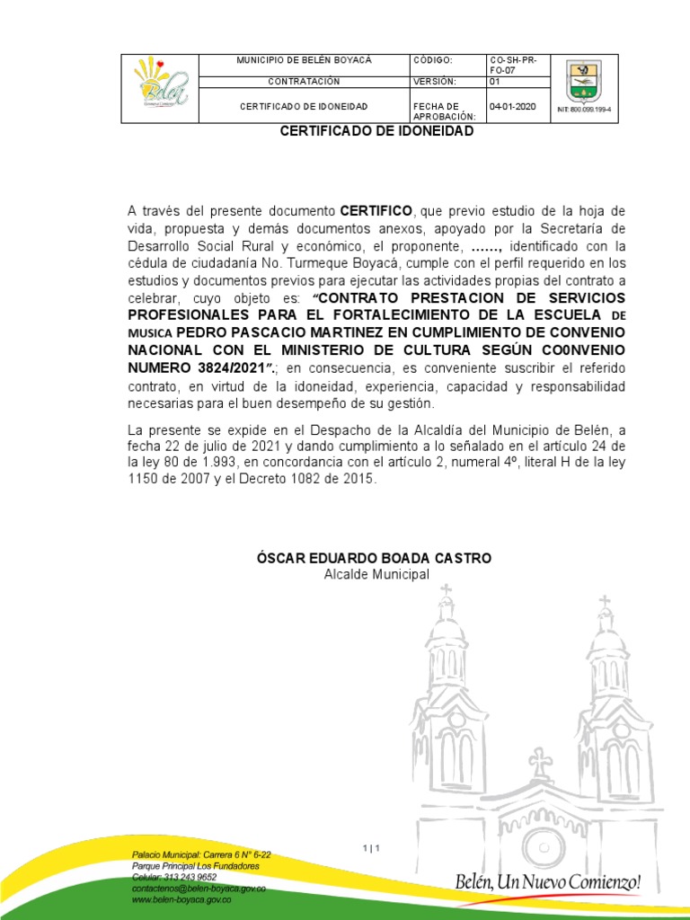 07 Formato Certificado Idoneidad 0000 | PDF