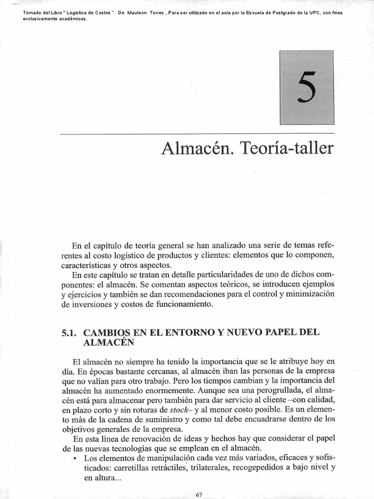 Cap 5 de Log - Stica de Costos de Mauleon Torres | PDF | Logística | Economias