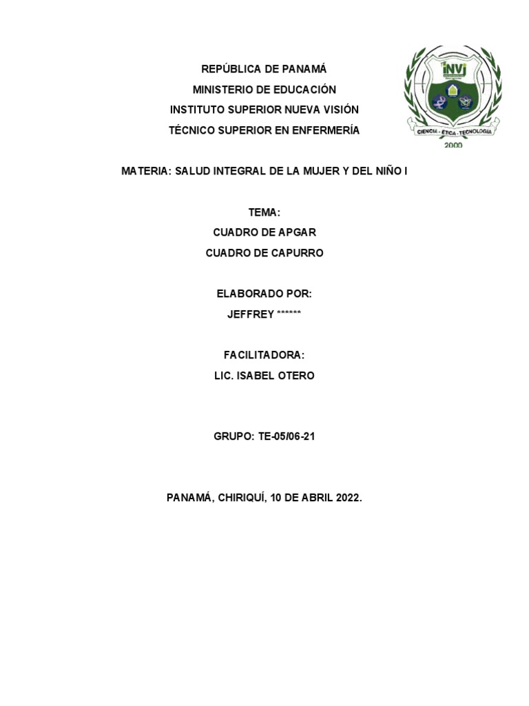 Tarea de Cuadro de Apgar y Capurro | PDF