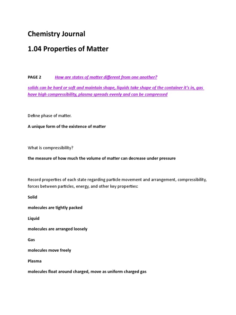 Lesson 1.04 Chemistry Notes | PDF | Density | Gases