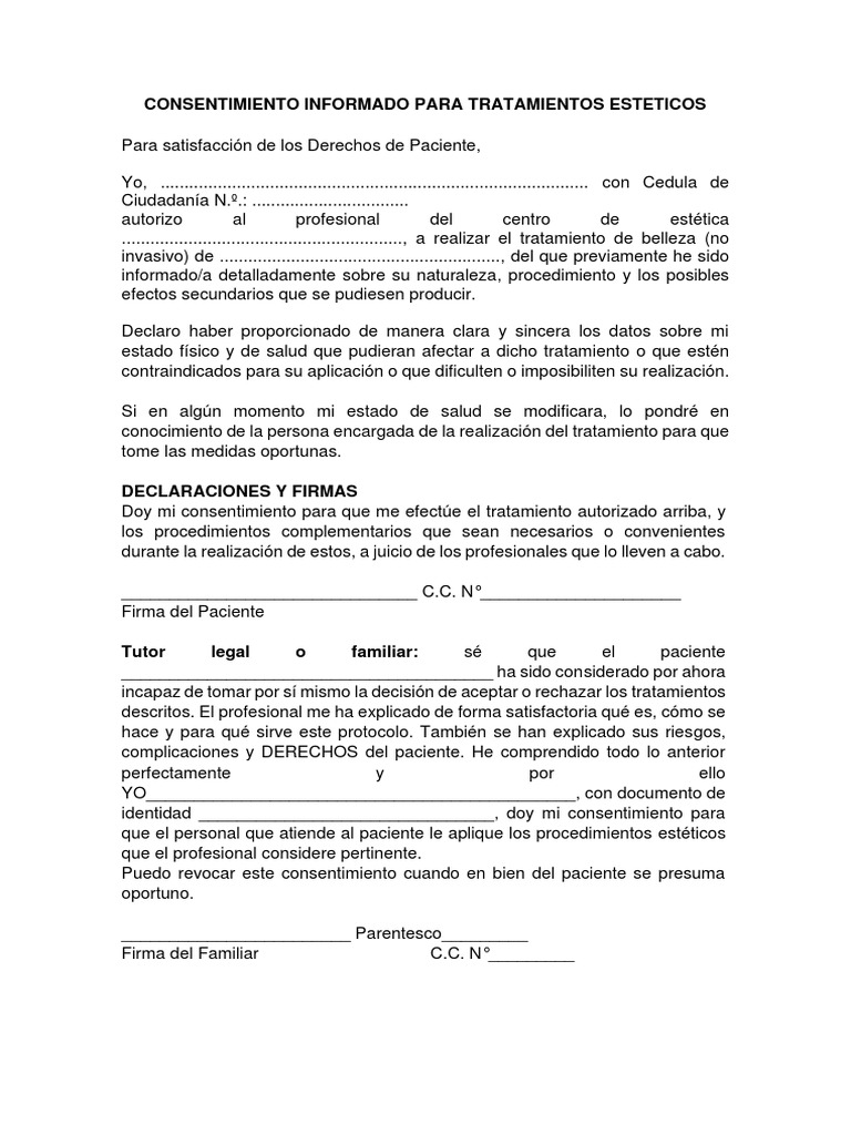 Consentimiento Estético No Invasivo | PDF | Consentimiento informado