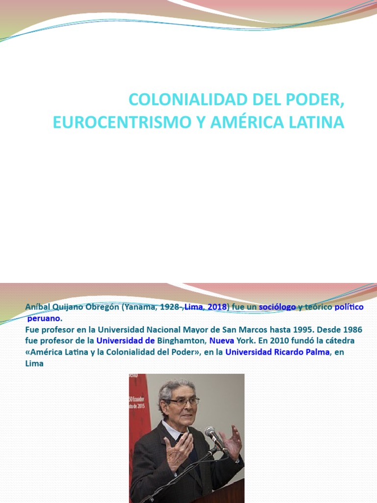 Colonialidad Del Poder Eurocentrismo y America Latina | PDF
