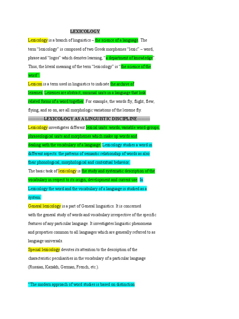 LEXICOLOG1 | PDF | Lexicology | Linguistics