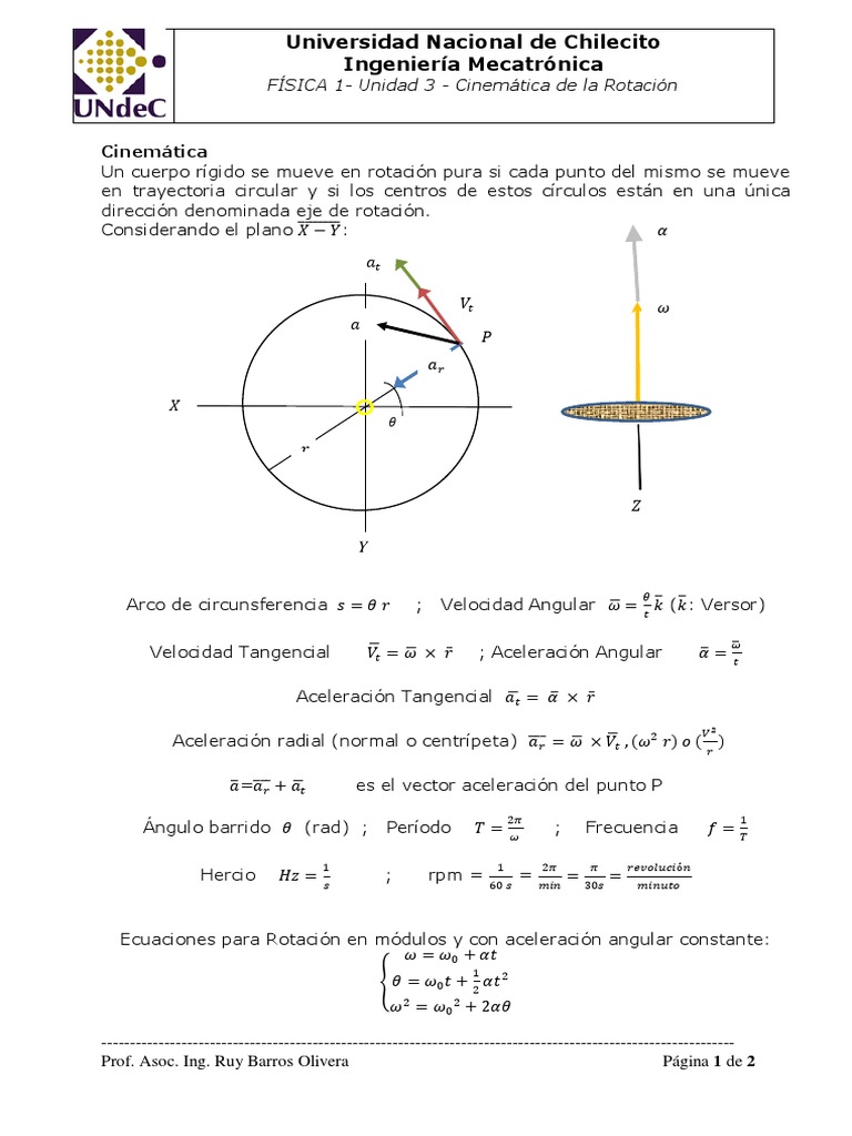 Cinematica de La Rotacion | PDF | Cinemática | Aceleración