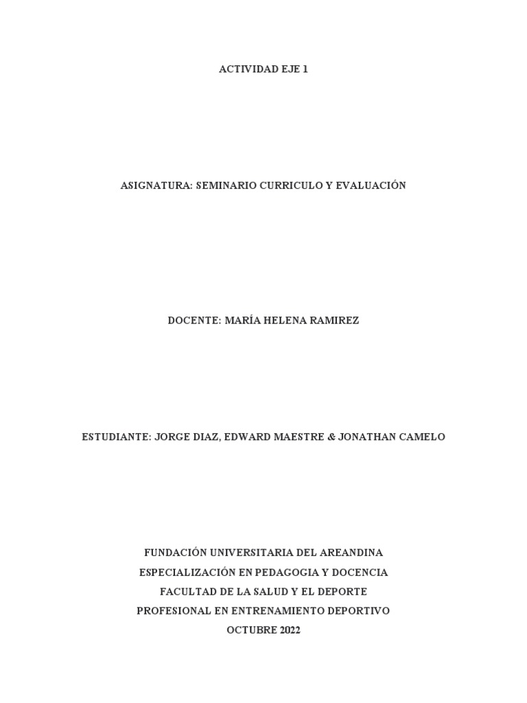 (Eje 1) Currículo y Evaluación | PDF | Plan de estudios | Evaluación