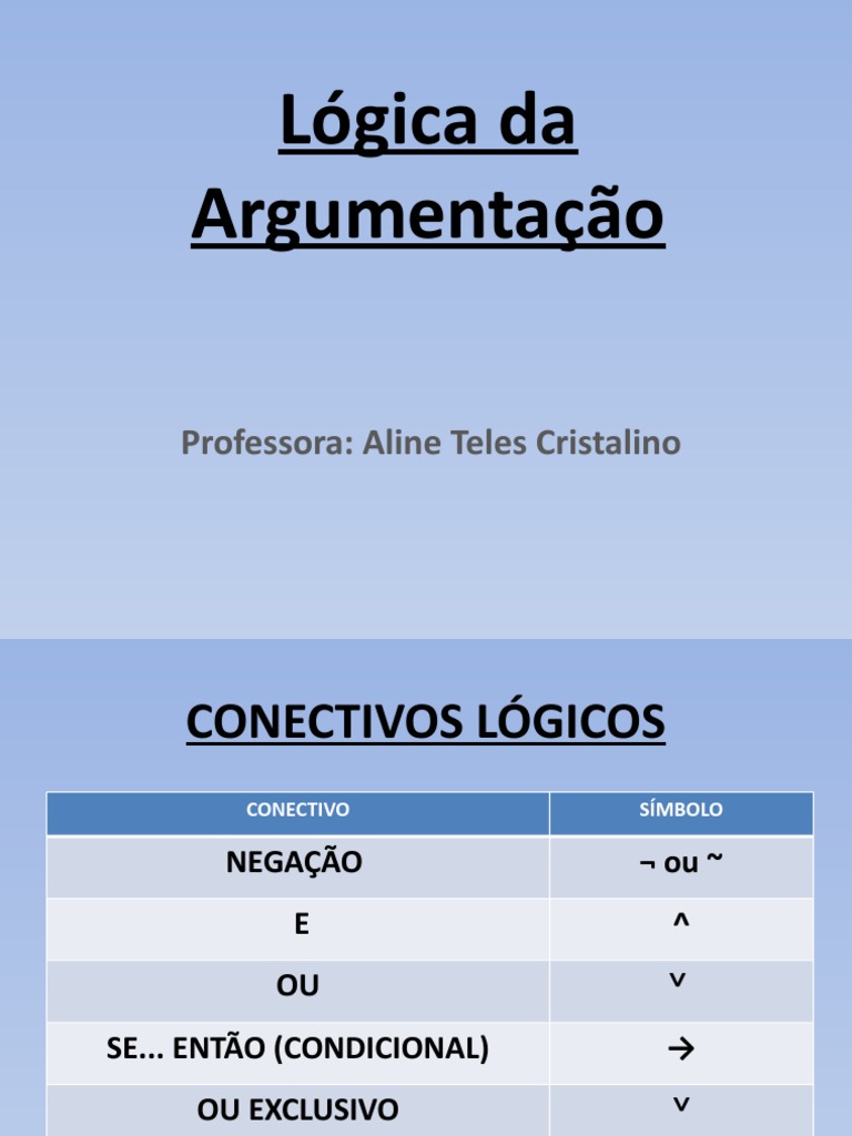 Lógica Da Argumentação - Tabela Da Verdade | PDF | Sintaxe (lógica ...