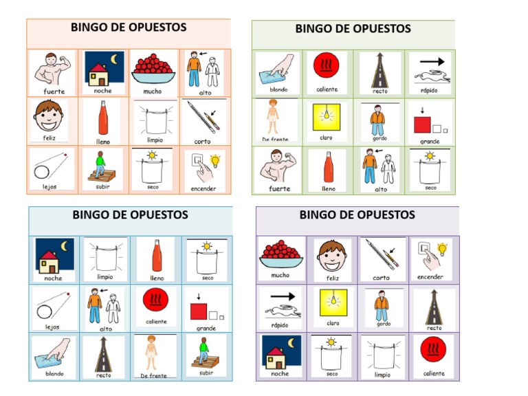 Bingo Opuestos | PDF