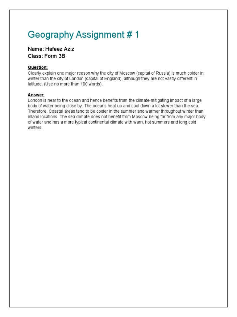 Geography Assignment | PDF