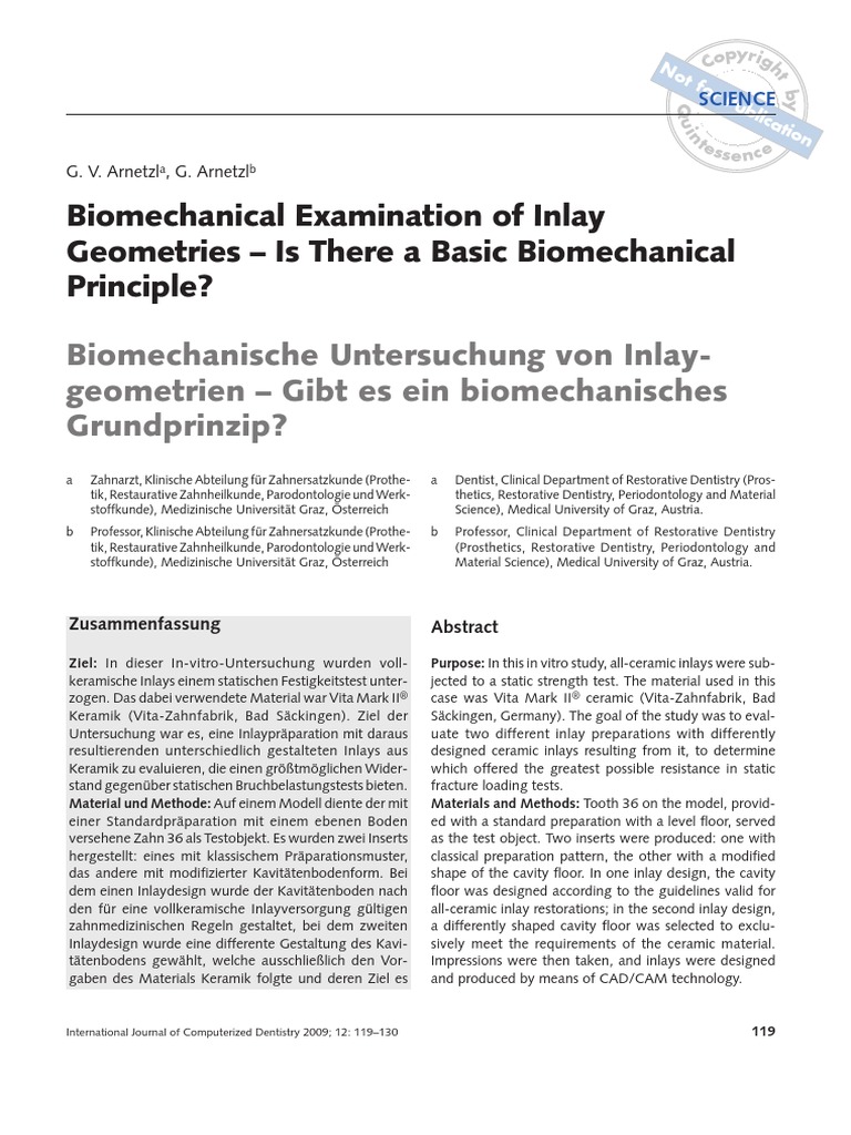 Biomechanical Examination of Inlay Geometries - Is There A Basic ...