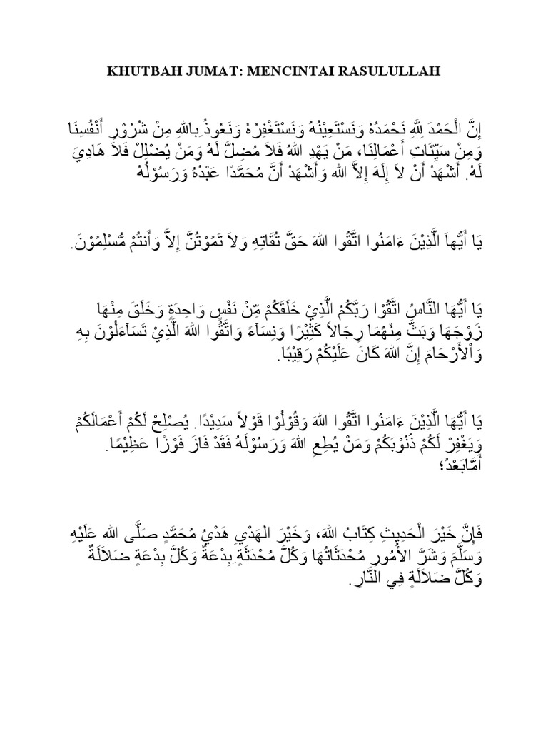 Khutbah Jumat - Mencintai Rasulullah | PDF