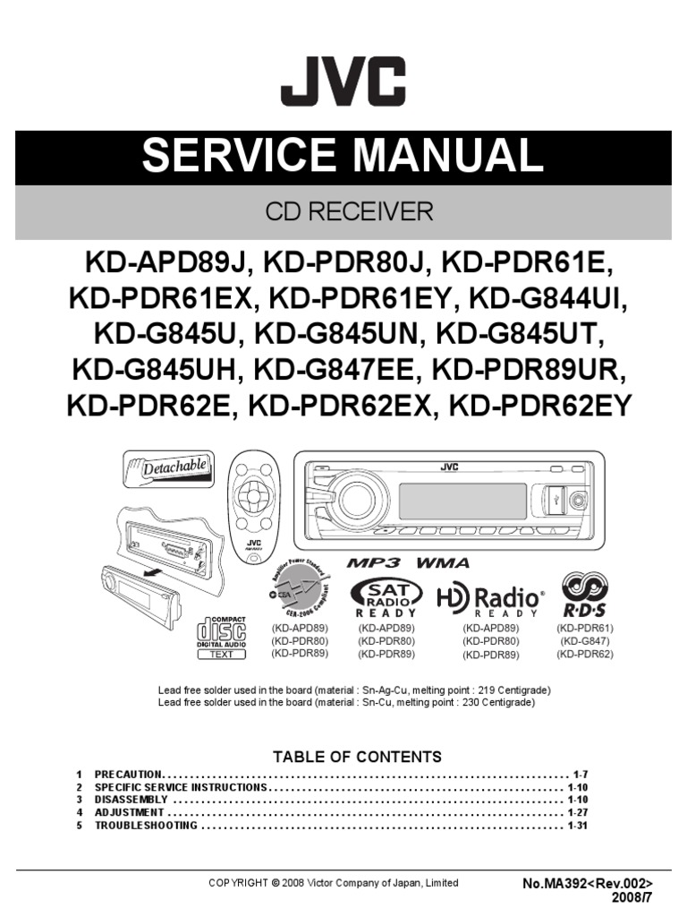 JVC KD-PDR80 Manual de Servicio | PDF | Decibel | Mp3