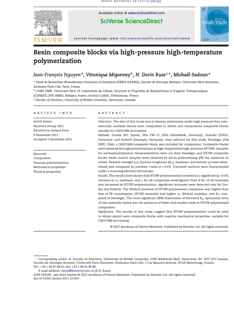 Resin Composite Blocks Via High-Pressure High-Temperature ...