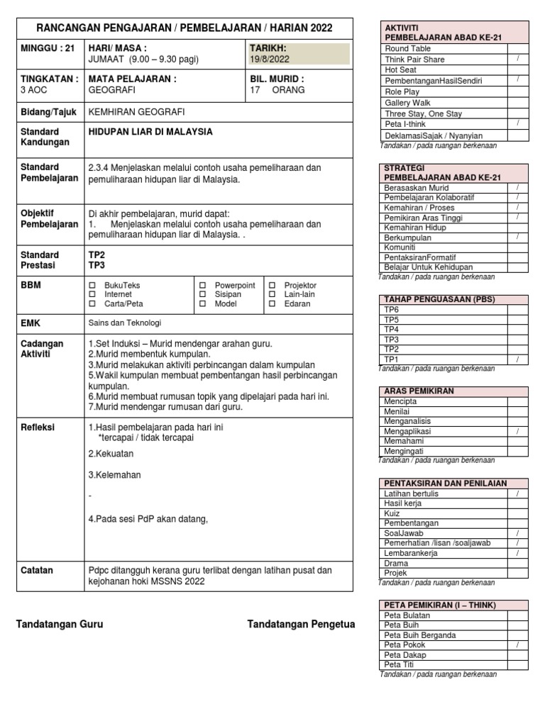 RPH Geo F3 Hidupan Liar Di Malaysia 2022 W22 2 | PDF