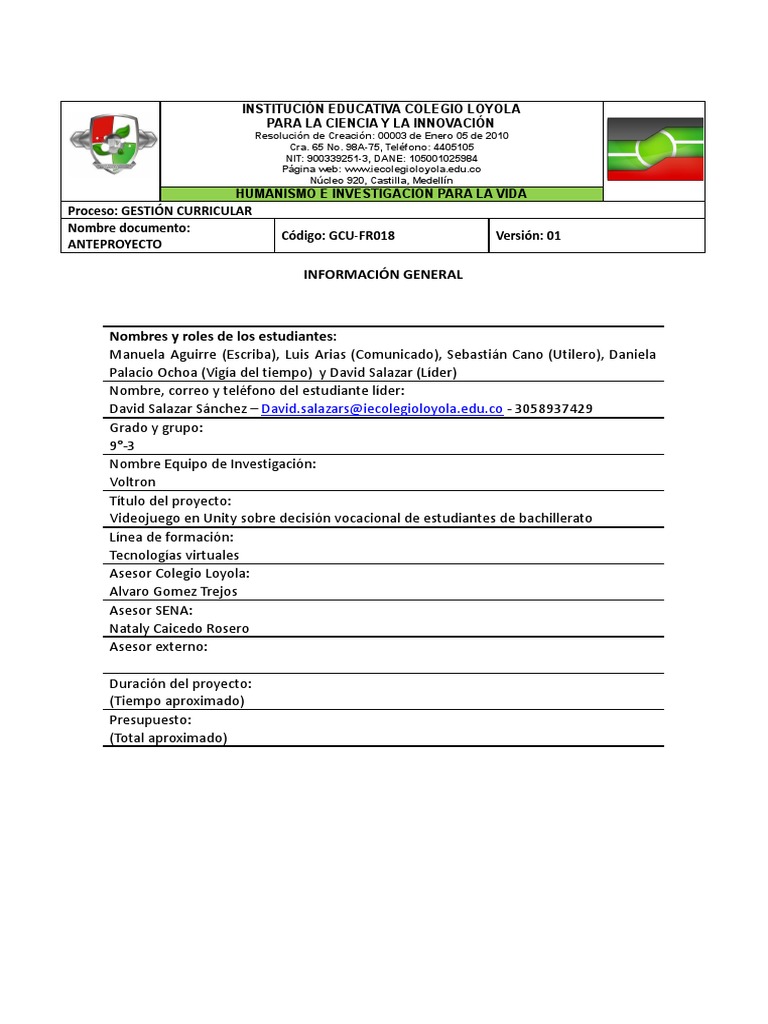 Voltron - Formato Anteproyecto | PDF