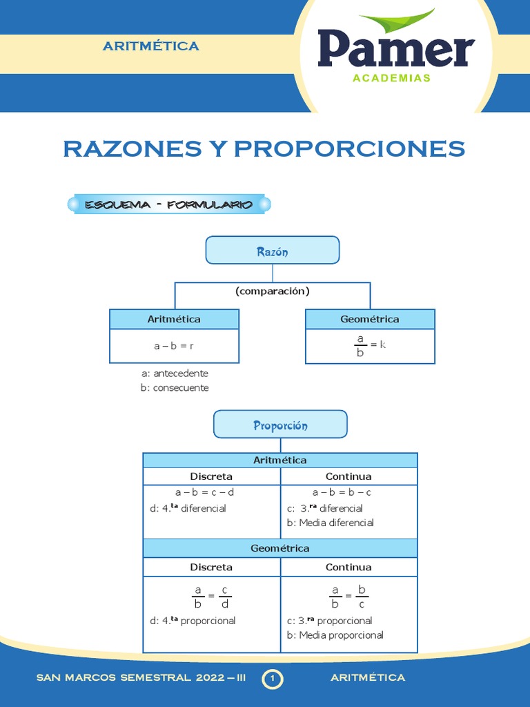 Razones y Proporciones en Aritmética | PDF