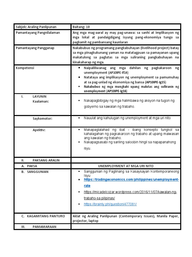 Unemployment Lesson Plan | PDF