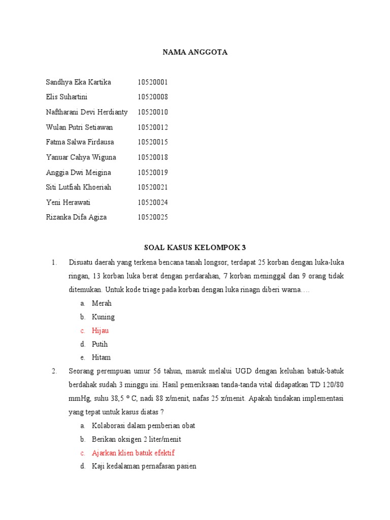 Soal Kasus Kelompok 3 GADAR Revisi | PDF