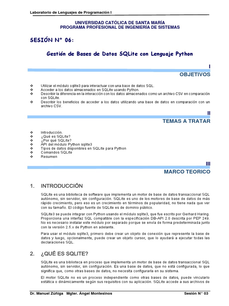 Guía de Prácticas de Lenguajes de Programación #06 - 2021 | Descargar gratis PDF | SQL | Python ...