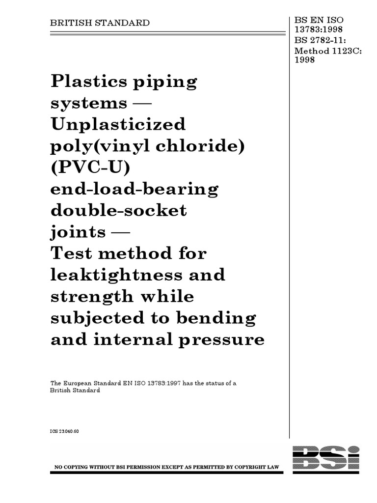 BS EN ISO 13783_1998 | PDF | Pipe (Fluid Conveyance) | Polyvinyl Chloride