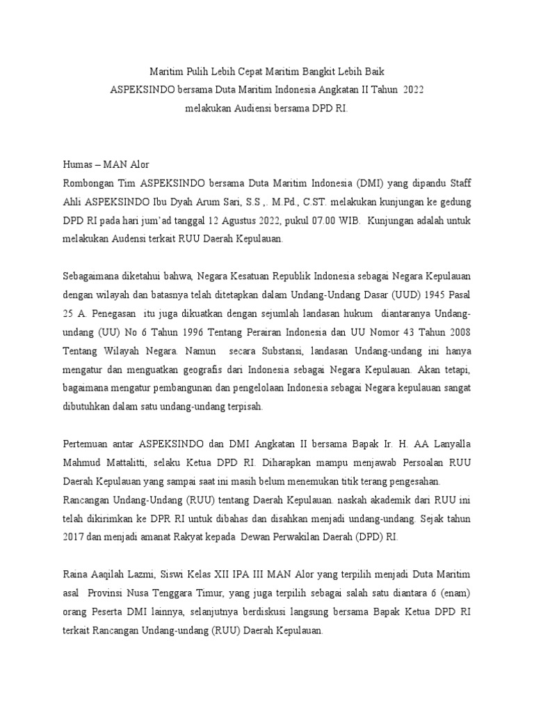 RUU Daerah Dan Kepulauan Indonesia | PDF